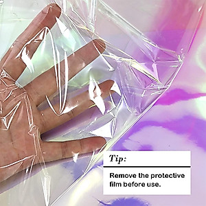 12x53 Inch Iridescent Holographic Clear PVC Fabric Transparent Laser Rainbow Vinyl for DIY Patchwork Bags Bows Jewlery Making
