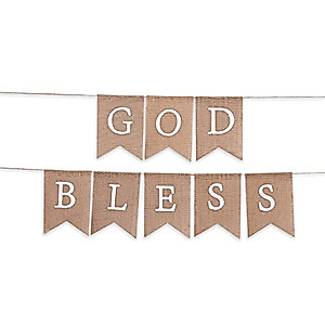 God Bless Burlap Banner - Religious Banner , First Communion Banner , Photo Decoration Props , Christening Banner , Party Photo Backdrop (God Bless Banner)