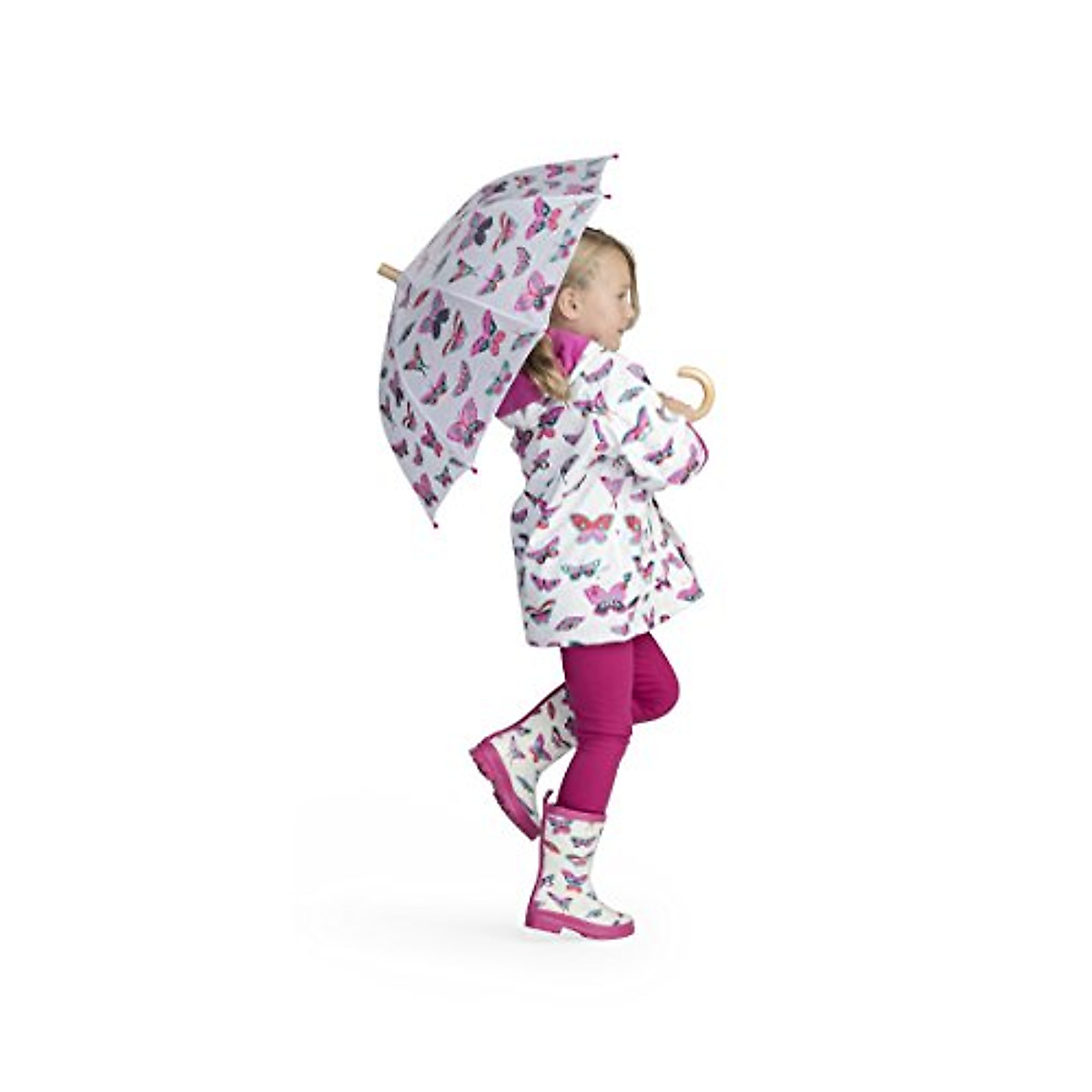 Hatley Girls' Little Button-Up Printed Rain Jacket, Groovy Butterflies, 2 Years