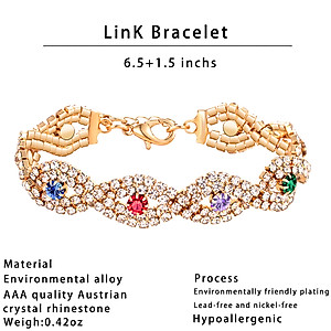 3 Pieces Women Jewelry Set Rhinestone Crystal Bride Statement Necklace Link Bangle Bracelet Teardrop Dangle Earrings Set for Women