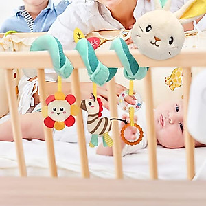 JERICETOY Stroller Toy, Carseat Toys for Infants,Infant Baby Spiral Plush Toys Stroller Toys Hanging Crib Activity Toy for Crib Bed Stroller Car Seat, Hanging Rattle Toy