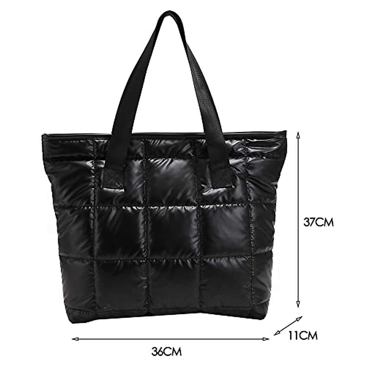 AZURAOKEY Puffer Tote Bag for Women, Women Nylon Shoulder Bag Design Space Padded Messenger Bag Solid Color Handbag