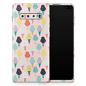 DesignSkinz The All Over Pink Ice Cream Cone Pattern Protective Vinyl Decal Wrap Skin Cover Compatible with The Samsung Galaxy S20 (Screen Trim & Back Glass Skin)