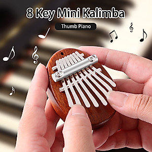 EASTROCK 8 Key Mini Kalimba, Finger Thumb Piano with Accessory Pendant Gift, Exquisite Finger Piano Ornaments Christmas Gift for Kid Adult Beginners