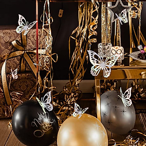 24pcs 3D Butterfly Wall Stickers, CAYUDEN Butterfly Decorations Wall Decor DIY Butterfly Combination 3D Butterfly Wall Stickers Decor Home Decoration Bedroom Living Room Party Nursery(Silver)