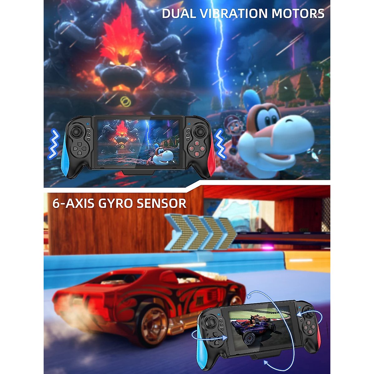 EcRonadX Switch Controllers, Compatible with Nintendo Switch/OLED, One-Piece Switch Pro Controller Replacement for Joypad, Switch Handheld Grip Suitable for Big Handheld Players