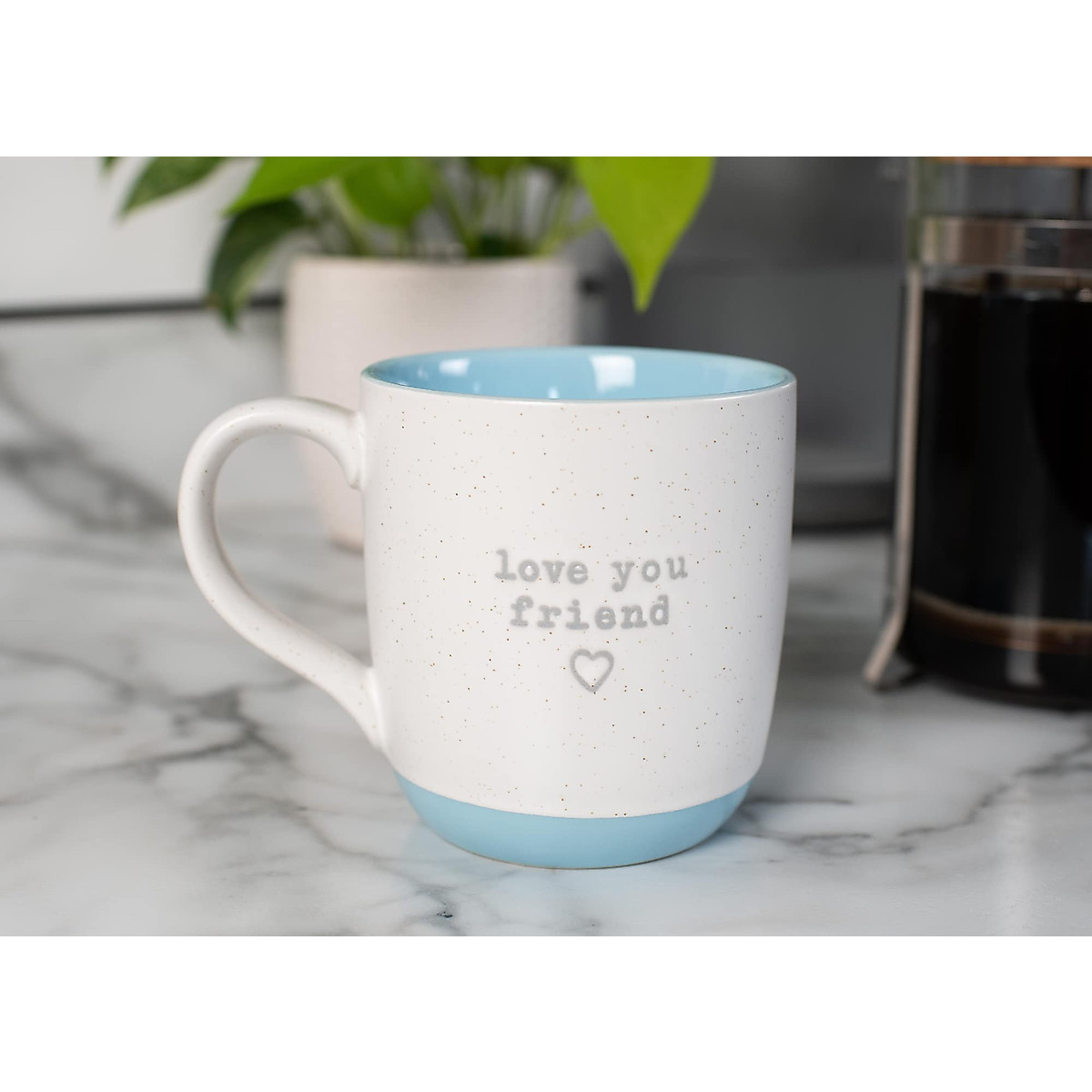 Elanze Designs Love You Friend Speckled Blue 13 ounce Ceramic Coffee Mug