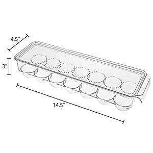 Hedume Set of 4 Refrigerator Egg Storage Bin with Handle and Lid, BPA Free Polyethylene, Stackable Refrigerator Egg Storage Bin for Fridge, Freezer, Pantry Organization, Kitchen-14X4 Eggs(56 Eggs)