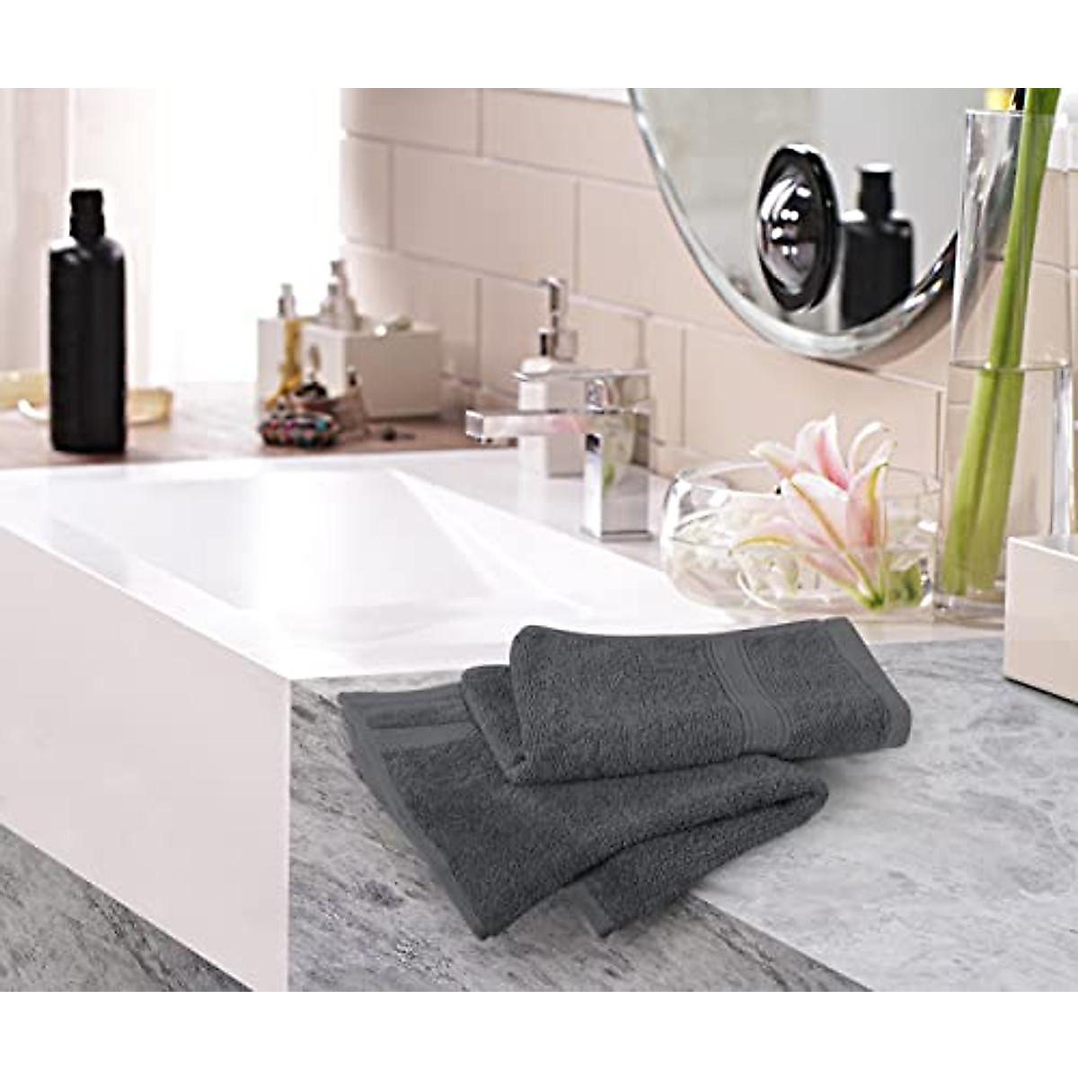 Utopia Towels – Bundle of Jumbo Bath Sheets & Hand Towels (8 Pack) - Ring Spun Cotton, Ultra Soft and Highly Absorbent - Hotel & Spa Quality Towels (Grey)