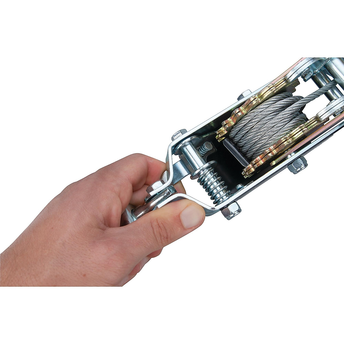 Performance Tool 50-100 Dual Gear Power Puller - 2 Ton Capacity Winch With 6' aircraft cable