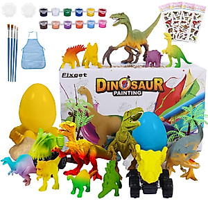 Dinosaur Painting Kit, 36Pcs Kids Crafts and Arts Set, Animal Toy Art and Craft Supplies for Boys Girls Age 5+ Years Old Kid Fun DIY Creative Party Favors Christmas Birthday Gift Paint Dinosaur Set
