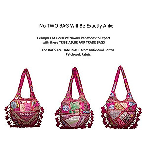 Tribe Azure Women Medium Shoulder Bag Tote Colorful Roomy Casual Boho Purse Travel Beach Top Handle Tassel Bright (PINK)