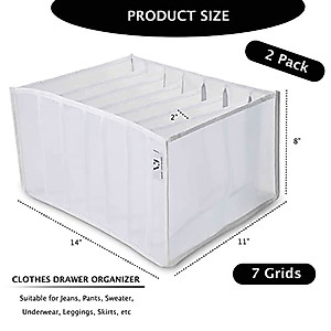 Vani Joprian Wardrobe Clothes Organizer, Closet Organizer Washable, Foldable, Breathable, Mesh Clothes Storage Organizer For Extra Large Jeans 2 Pcs (white)