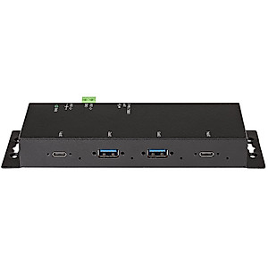 StarTech.com 4 Port USB C Hub 10Gbps - Metal Industrial USB-C Hub - 2X USB-C & 2X USB-A - ESD Surge Protection - USB-C or USB-A Host - Self-Powered Mountable USB 3.2 Gen 2 Type-C Hub, TAA