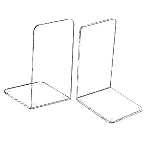 MerryNine Plastic Acrylic Bookends Pair Organizer Bookshelf Decor Decorative Bedroom Library Office School Supplies Stationery Gift (Plastic Acrylic_1 Pairs)