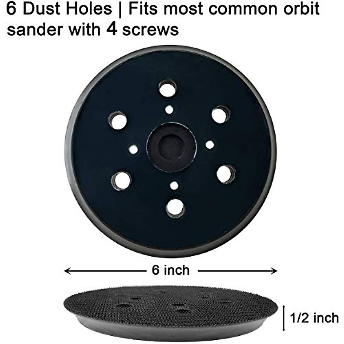 6 Inch 6 Hole Replacement Sander Pad for Ridgid R2611 Random Orbit Sander- 6” Hook and Loop Sanding Pad for Power Sander