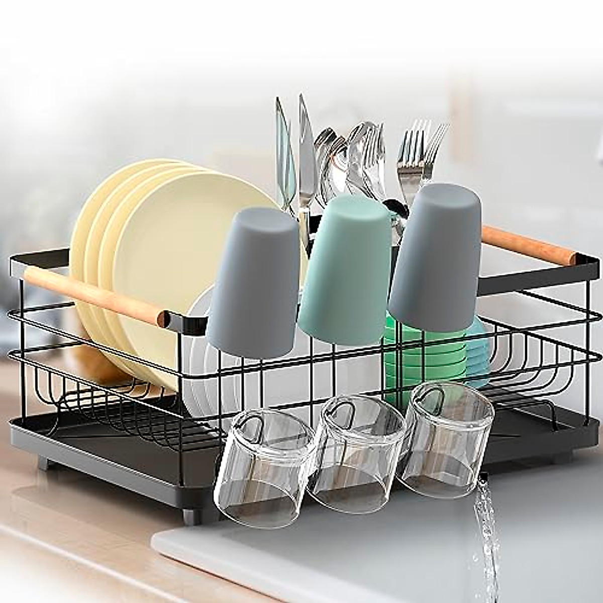 Dish Drying Rack - Dish Drainers for Kitchen Counter - Compact Portable Drainboard - Best RV Accessories Kitchen Storage & Organization - Kitchen Essentials Dish Drying Rack - Housewarming Gift Idea