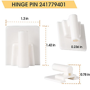 241779401 Refrigerator Door Hinge Pin Compatible with Frigidaire Electrolux Kenmore Refrigerator Door 1512662 AP4393564 AH2358752 EA2358752 PS2358752, Mullion, Upper or Lower Hinge Pin 2 Pack