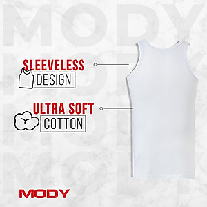 Mody Tank Tops Men Undershirts, Cotton Mens Tank Top, Breathable Men Undershirts, Ultra Soft Men's Tank Tops Pack 2 White