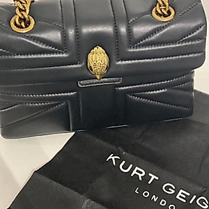 Kurt Geiger Crossbody Women’s Kensington Black Leather Union Jack Quilted Bag