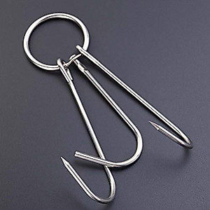 YARDWE 10Pcs Poultry Hanging Hook Stainless Steel Pork Hooks Meat Hook Heavy Duty for Bacon Roast Duck BBQ Grill Hanger Cooking Tools