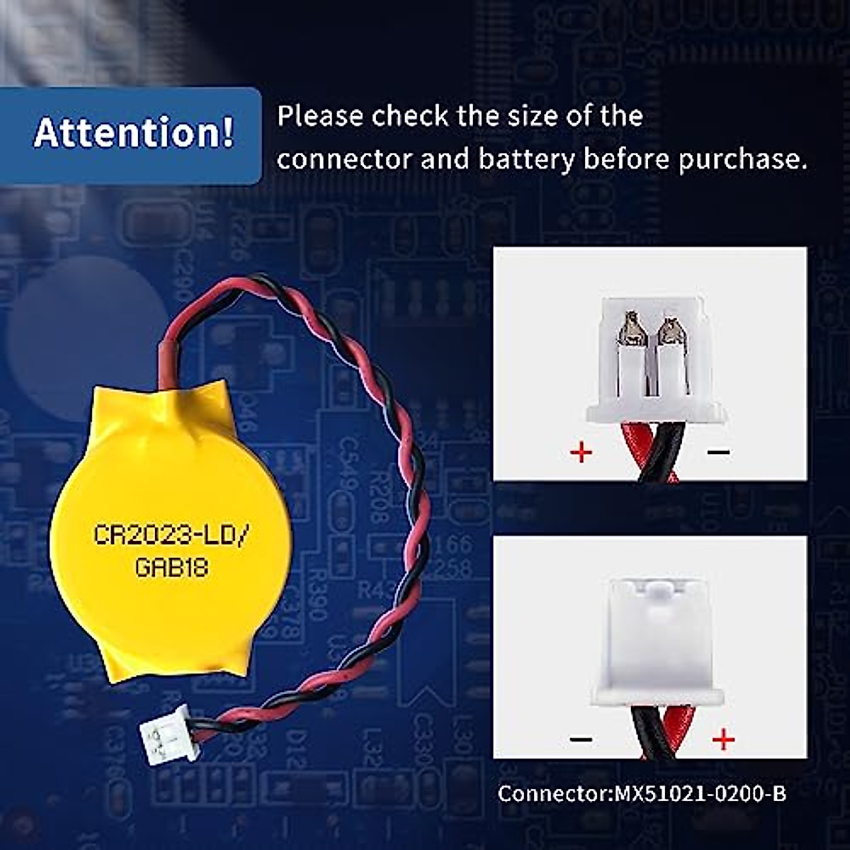 EEMB 10PACK CMOS Battery 3V CR2032 with Wire Leads and MOLEX Connector Computer Replacement Battery