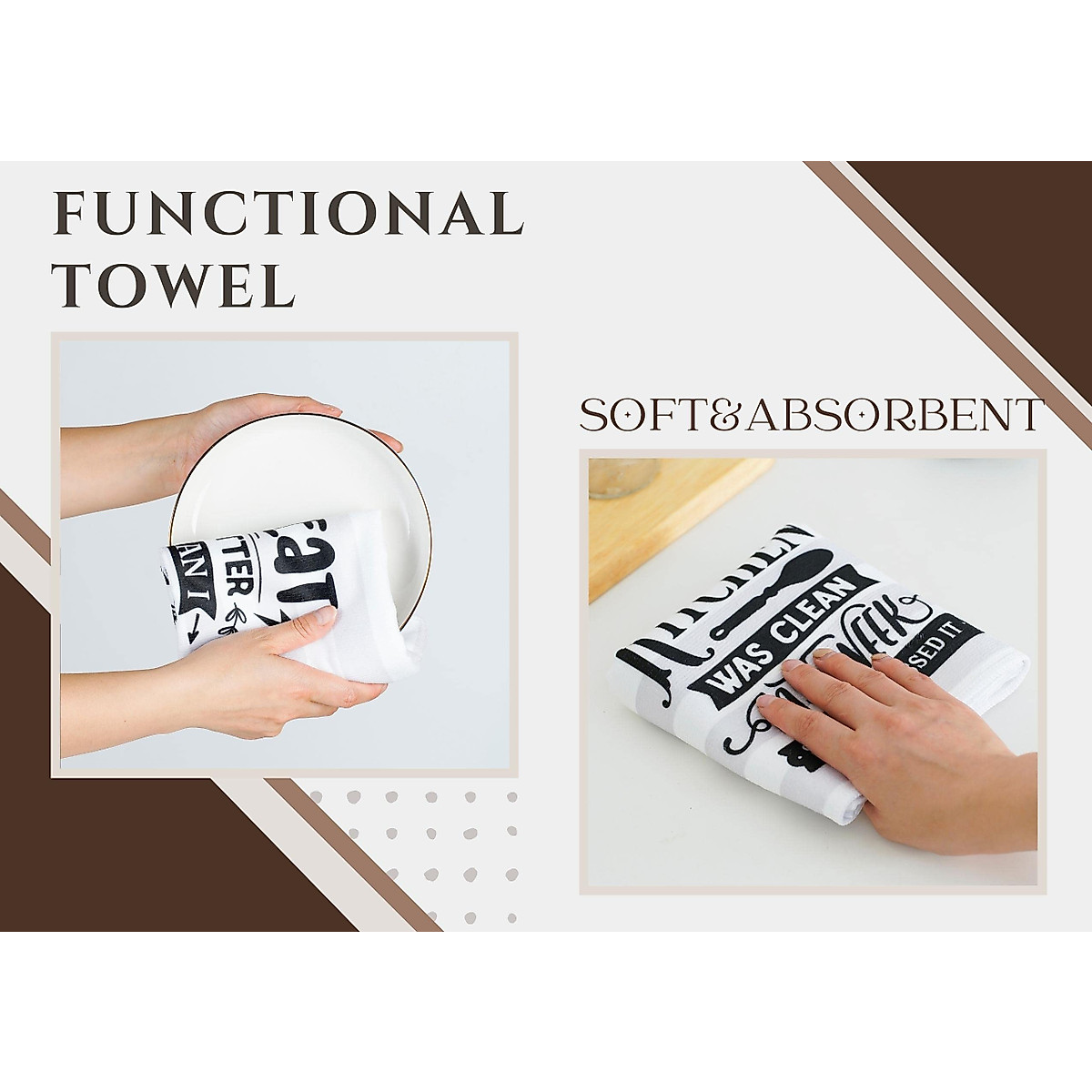 InnoBeta Funny Kitchen Dish Towels Set of 4, Decorative Microfiber Tea Towels 16 x 23.6 in Kitchen Essentials, Fun Hand Towels with Funny Sayings, Housewarming Kitchen Gifts for Women - Quotes