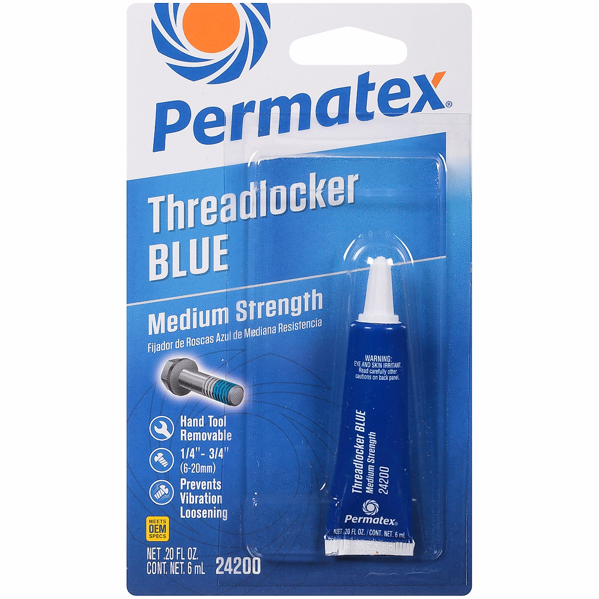 Permatex 24200 Medium Strength Threadlocker Blue, 6 ml