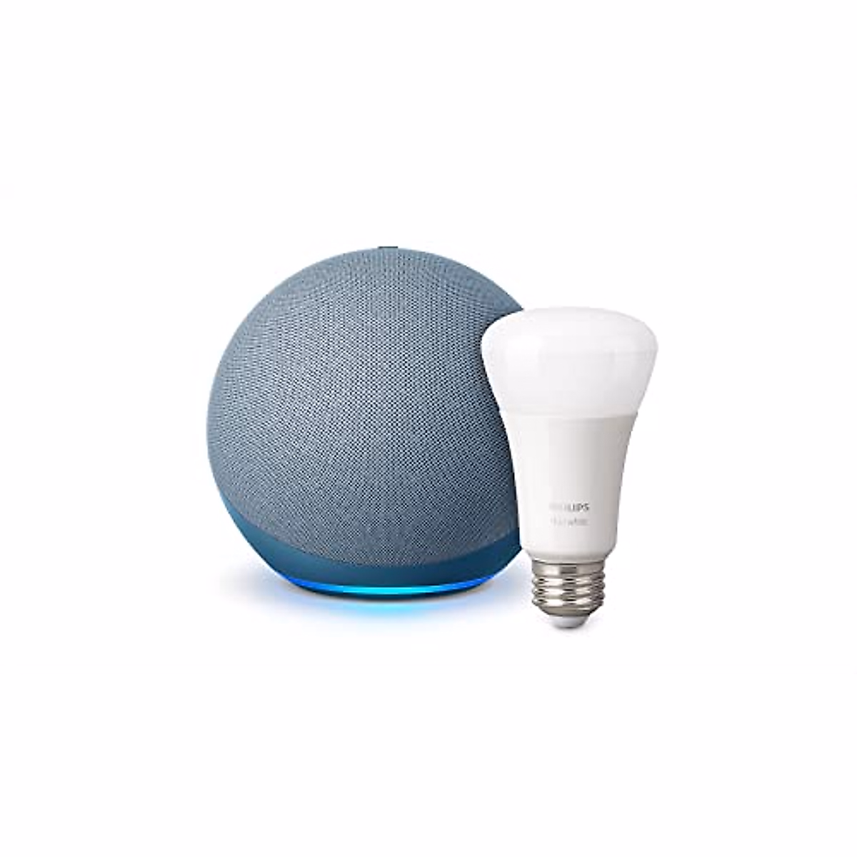 Echo (4th Gen) | Glacier White with Philips Hue White Smart Bulb