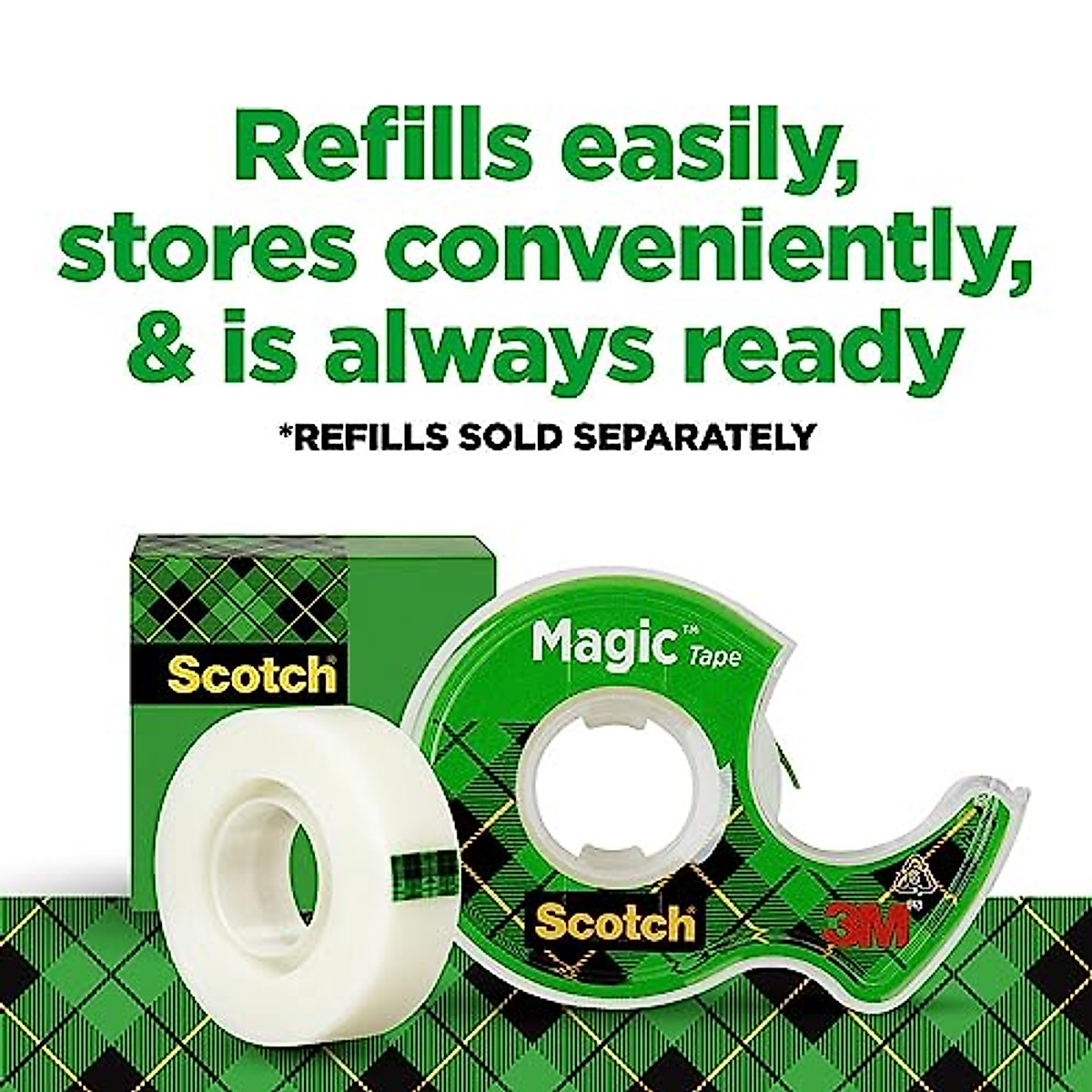 Scotch Magic Tape, Invisible, Home Office Supplies and Back to School Supplies for College and Classrooms, 4 Rolls with 4 Dispensers