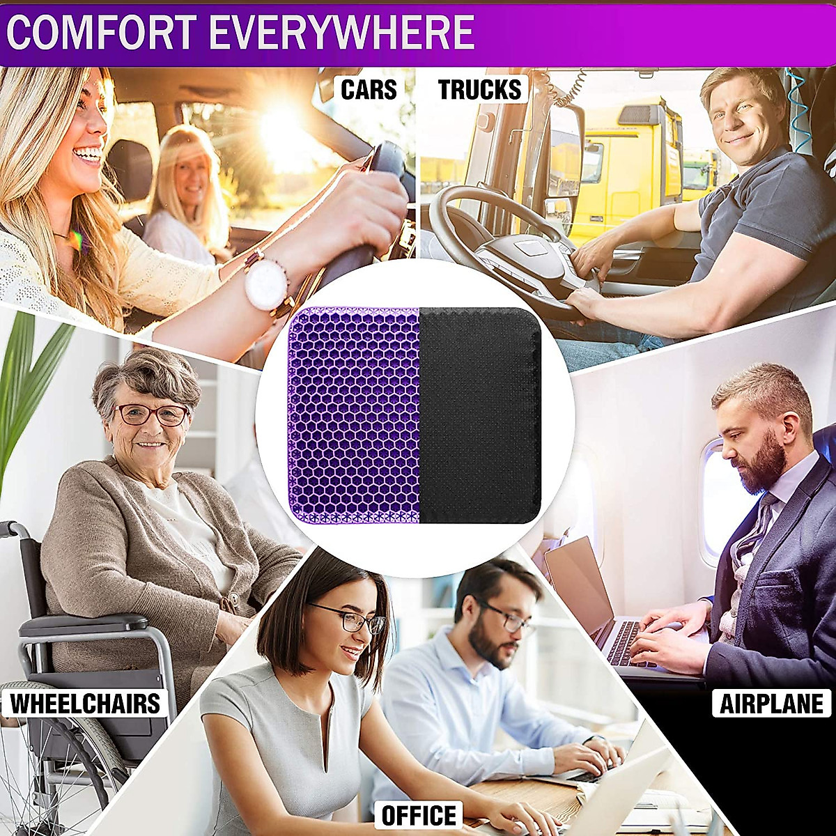 Extra Large Gel Seat Cushion Pillow for Long Sitting – Enhanced Office Chair Car Egg Seat Cushion with Non-Slip Cover for Back, Coccyx & Tailbone Pain Relief Pad - Computer Desk Pain Relief Pad