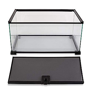 REPTI ZOO 10 Gallon Reptile Tank Glass Natural Cages Terrarium 20" x 12" x 10" Sliding Screen Top for Reptile Hamster Hedgehog Small Animals