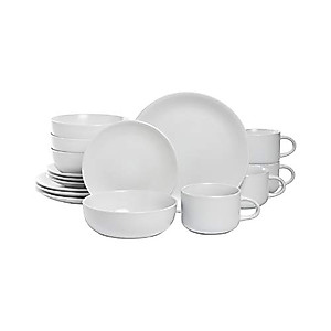 10 Strawberry Street Wazee Matte Coupe Dinnerware Pack of 16, White