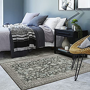 Asrug Floral Luxury Accent Area Rugs Non-Shedding Living Room Bedroom Accent Rug, 3’x5’, Taupe