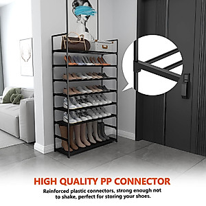 Hsscblet 8 Tiers Shoe Rack Organizer, Stackable & Adjustable Non-Woven Fabric Shoe Shelf Storage Cabinet, Holds up to 32 Pairs for Entryway, Closet, Black