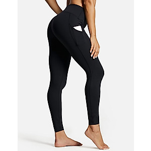 ZUTY 7/8 Workout Leggings for Women High Waisted Leggings with Pockets Squat Proof Yoga Ankle Leggings Plus Size 25" X Side Line Black 2XL