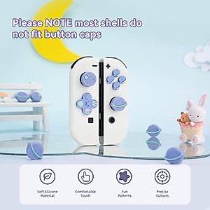 GeekShare Cute Cross D-Pad Button Caps Silicone Thumb Grips Set, ABXY Key Buttons Sticker Joystick Cover Caps Compatible with Nintendo Switch/OLED - Happy Planet