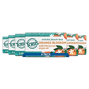 Tom's of Maine Natural Beauty Bar Soap, Orange Blossom With Moroccan Argan Oil, 5 oz. 6-Pack