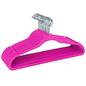 Simplify 100 Pack Slim Velvet Suit Hangers in Fuchsia, Fuschia