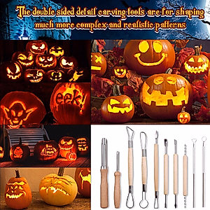 Pumpkin Carving Kit Tools Halloween, 15PCS Professional Heavy Duty Carving Set, Stainless Steel Double-side Sculpting Tool Carving Knife for Halloween Decoration
