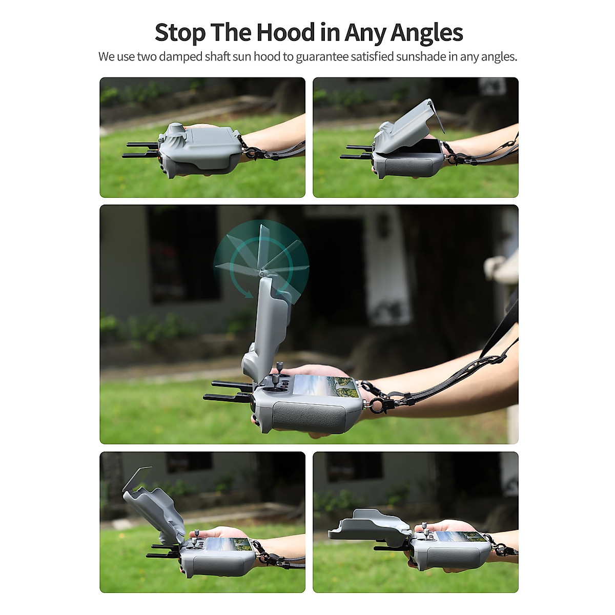 Shaluoman RC Sun Hood Sunshade for DJI Air 3 Mini 4 Pro Accessories(DJI RC 2 Remote Controller), 2-IN-1 Upgraded 180° Adjustable RC Protective Cover Case with Lid for Air 3 Mini 4 Pro Drone(DJI RC 2)