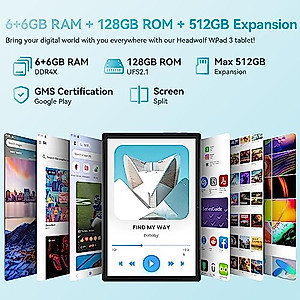 Headwolf Android Tablet with Keyboard, 2 in 1 10 Inch Tablet 12GB+128GB+512GB Expand Octa Core Android 12 Tablet with Case Mouse Stylus, 7700mAh Battery, 16MP Camera, WiFi, Bluetooth 5.0, GPS (Gray)