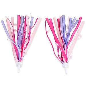 MINI-FACTORY Kids Bike Streamers Pink Pearl - 2Pcs Bicycle Scooter Front Handlebar Tassel Ribbon Decoration for Girls - Pearl (Pearl)