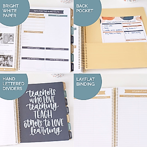 bloom daily planners Undated Academic Year Teacher Planner & Calendar - 7 Period Lesson Plan Organizer Book with Frosted Cover (9" x 11") (Interchangeable Cover)