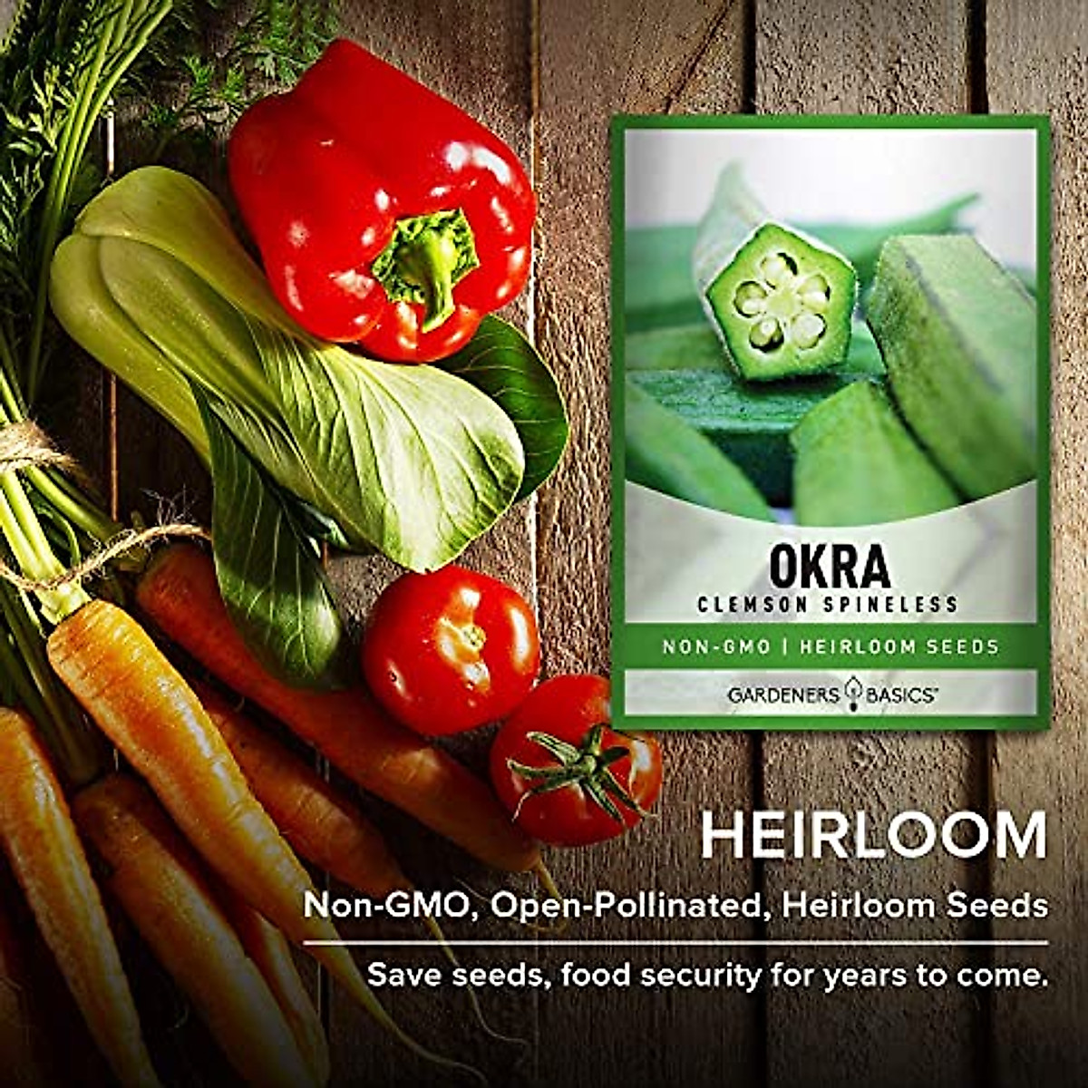 Okra Seeds for Planting - Clemson Spinless Heirloom, Non-GMO Vegetable Variety- 3 Grams Seeds Great for Summer Gardens by Gardeners Basics