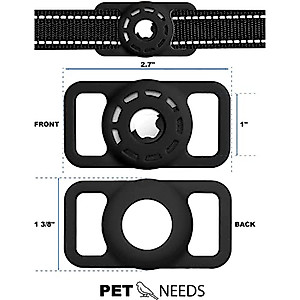 MARVAL Airtag Dog Collar Holder + 4 pcs Protective Film Compatible with Apple Air Tag Cat Pet Case, Protective Waterproof Silicone Small for Puppy (B Black+GlowPink 2 Pack)