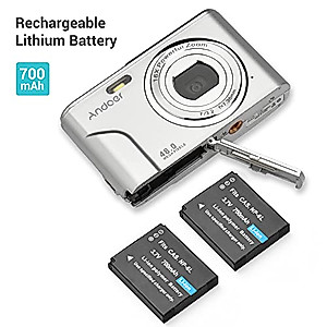 CalmGeek Portable Digital Camera 48MP 1080P 2.4-inch IPS Screen 16X Zoom Auto Focus Self-Timer 128GB Extended Memory Face Detection -Shaking with 2pcs Batteries Hand Strap Carry Pouch