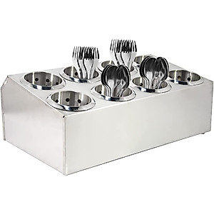 bimiti 8 Holes Flatware Cylinder Holder Commercial Stainless Steel Utensil Storage Caddy Drying Rack Countertop Silverware Organizer For Restaurant Hotel Buffet