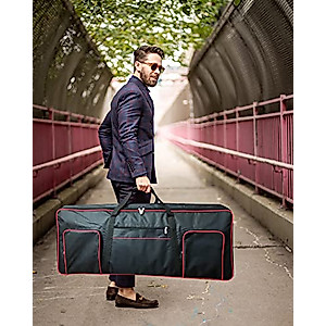 Ruibo 61 Key Keyboard Gig Bag Case,Portable Durable Keyboard Piano Waterproof 600D Oxford Cloth with 10mm Cotton Padded Case Gig Bag 40"x16"x6" / Black+Red