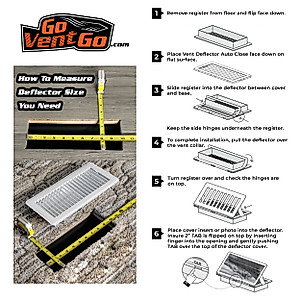 2 Pack GoVentGo Vent Deflector for Floor Registers - Register NOT Included - Opens & Closes Automatically (2 Pack, Size 2x10)